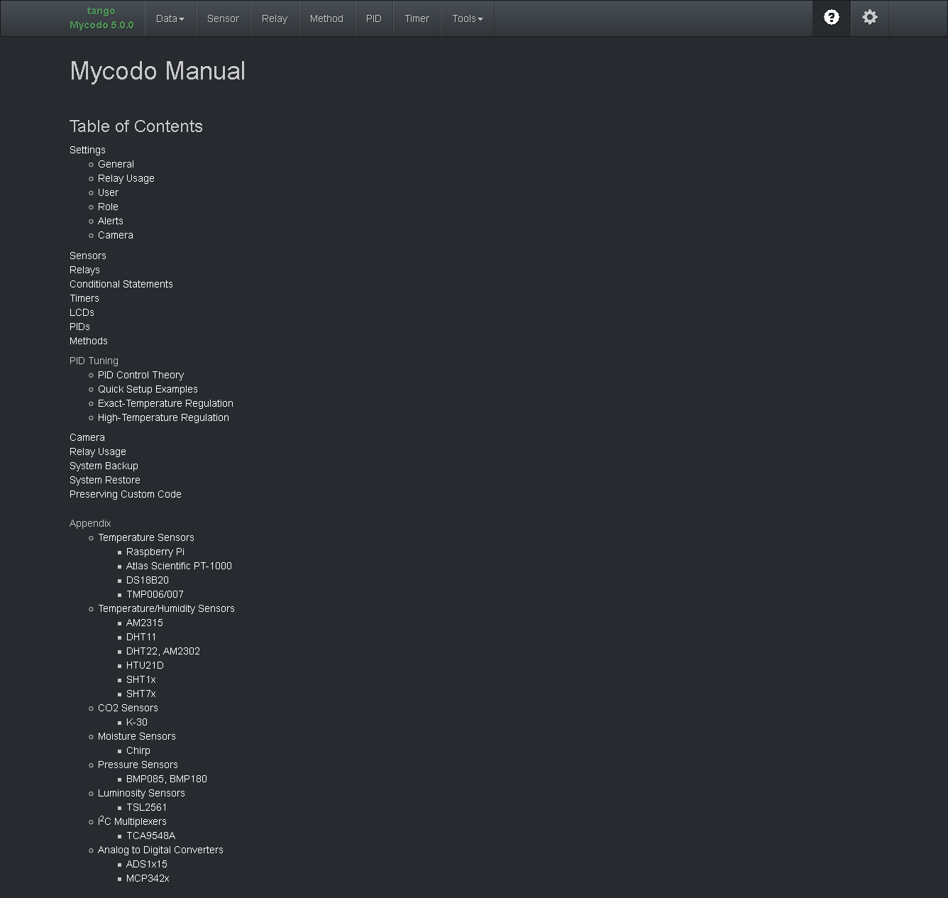 Screenshots · kizniche/Mycodo Wiki · GitHub